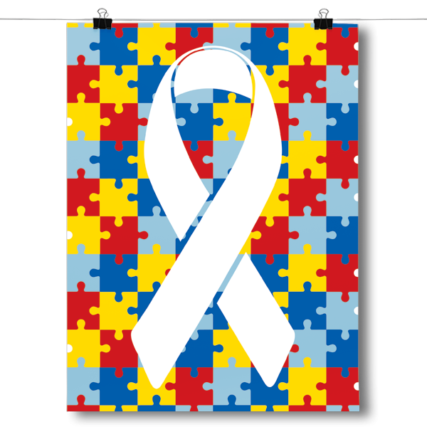 Autism Awareness Puzzle Pieces Poster – Inspired Silver