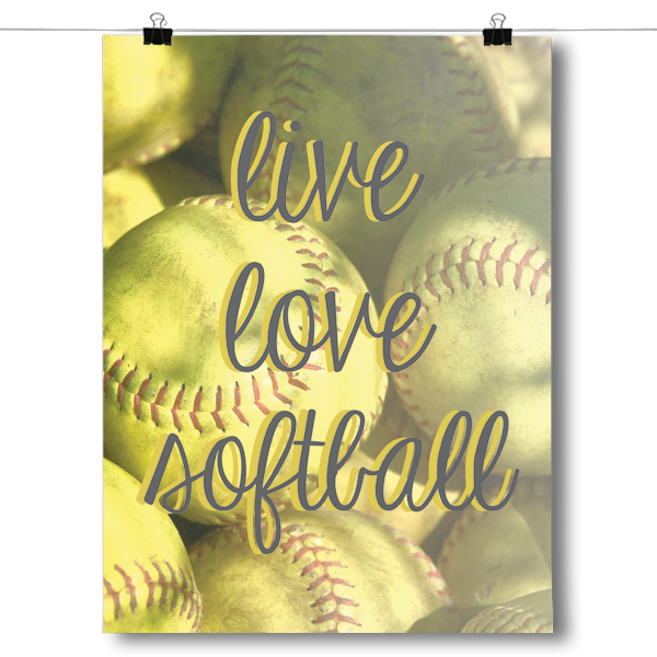 Live Love Softball Poster – Inspired Silver