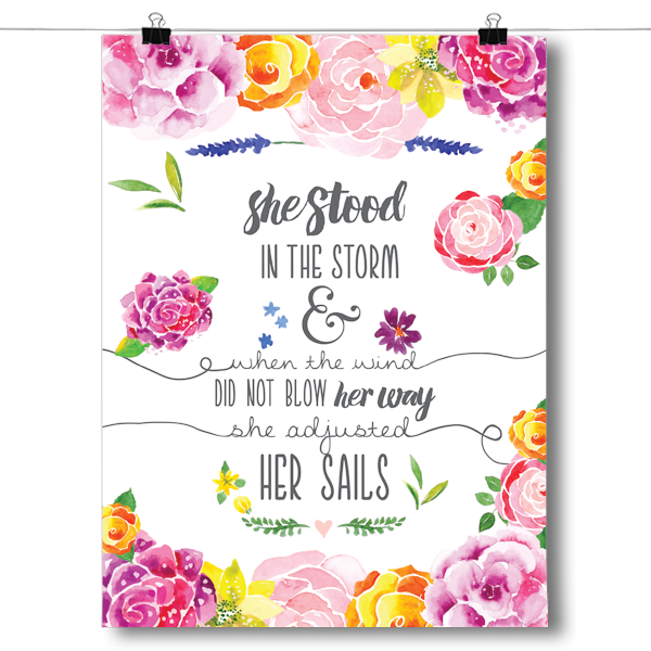She Stood In The Storm - Elizabeth Edwards Quote Poster – Inspired Silver