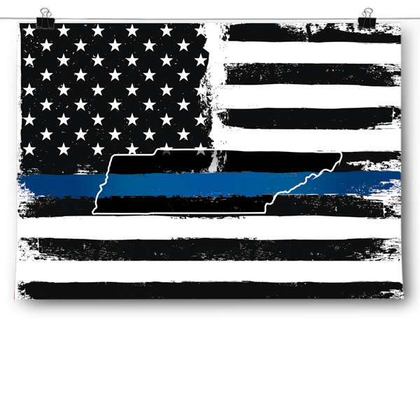 Thin Blue Line - Tennessee Poster – Inspired Silver